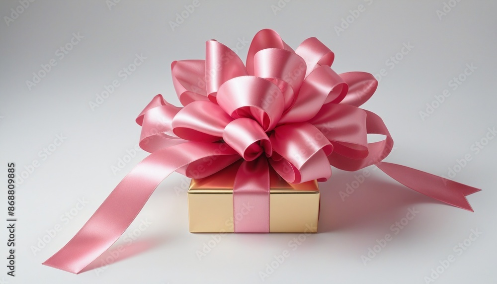 Pink satin ribbon with shiny gold print, perfect for attaching to ...