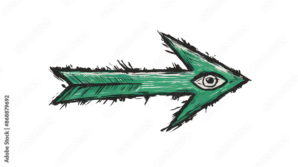 Hand-Drawn Green Cursor Arrow Illustration, symbolizing growth ...