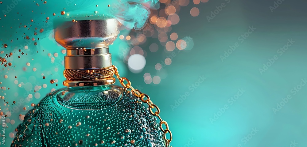 "Perfume bottles displayed against a gradient background in various ...