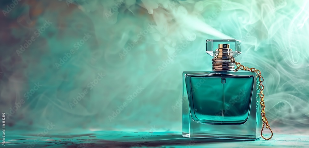 "Perfume bottles displayed against a gradient background in various ...