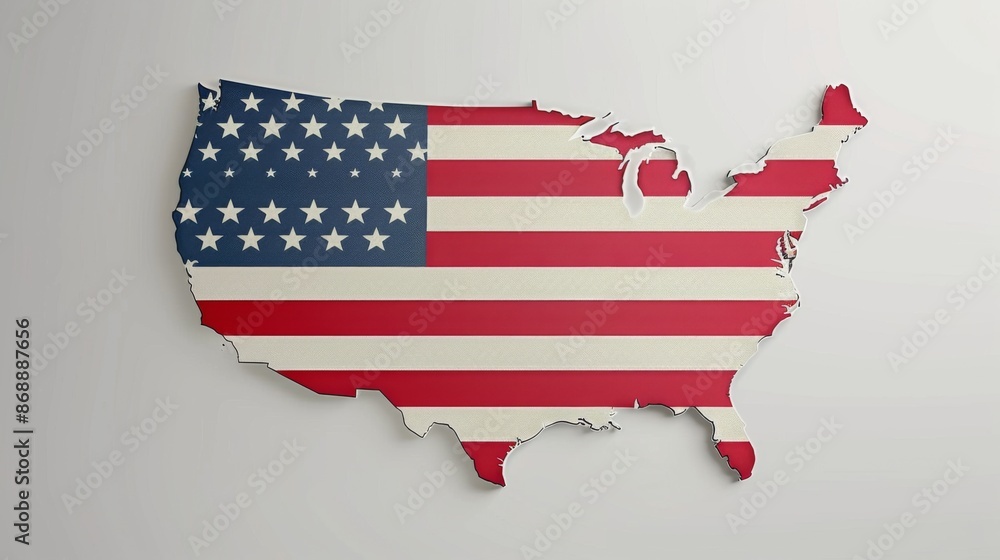 This image depicts the map of the USA filled with the colors and design ...