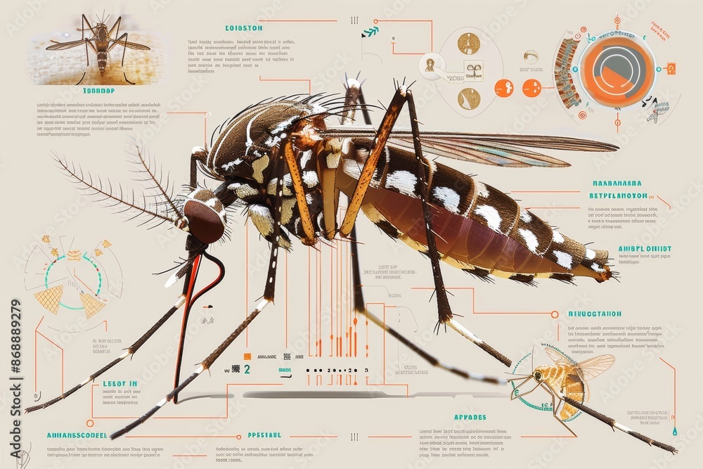 Infographic on the Anatomy of a Mosquito Stock Illustration | Adobe Stock