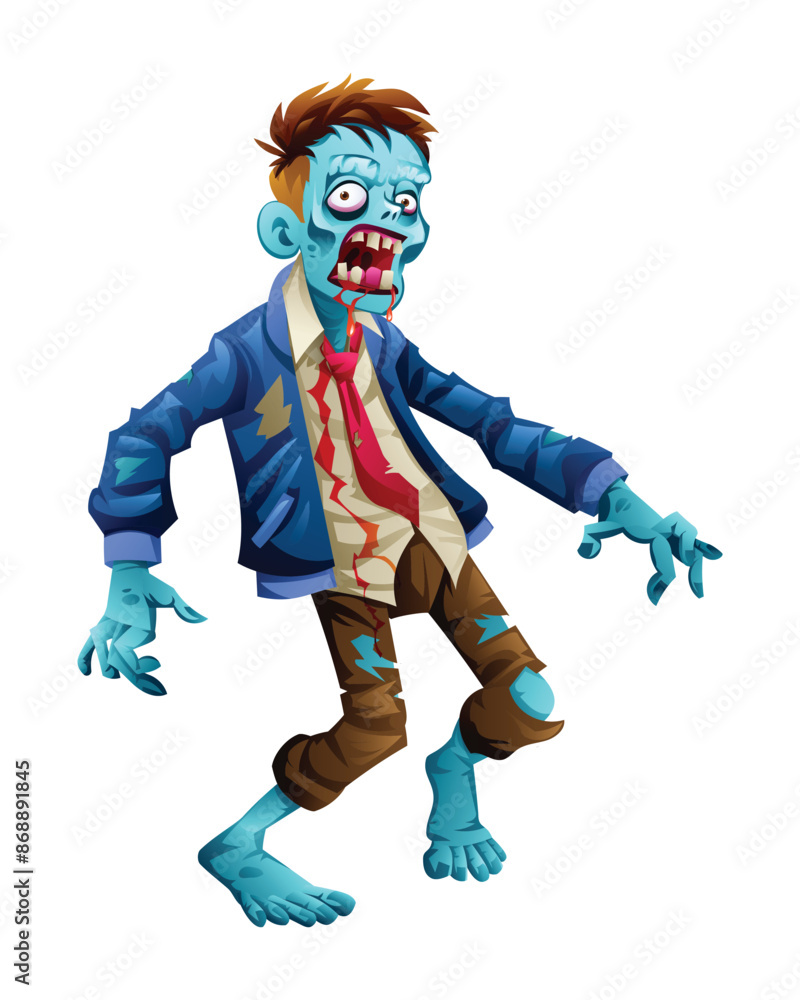 Scary zombie character. Vector cartoon illustration isolated on white ...