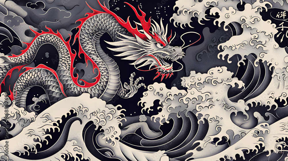 Japanese dragon tattoo design, 19th Century, Japanese dragon ...