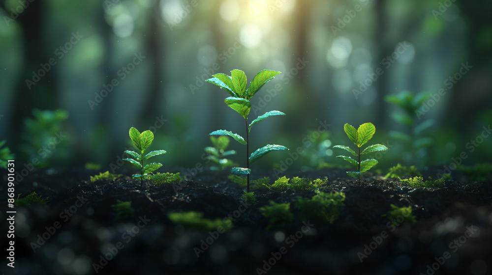 Reforestation, tree planting to restore the ecosystem, anti ...