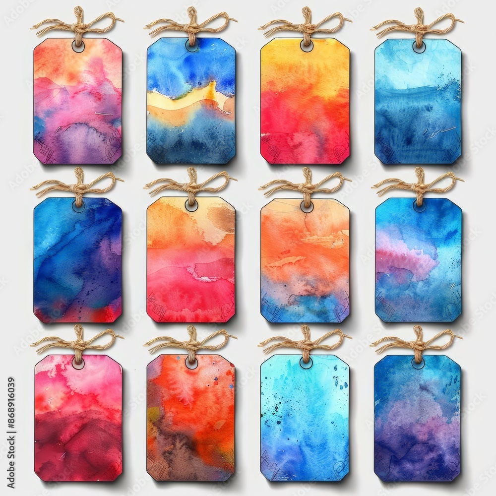 Blank name tags with AR customization, modern, futuristic, watercolor ...
