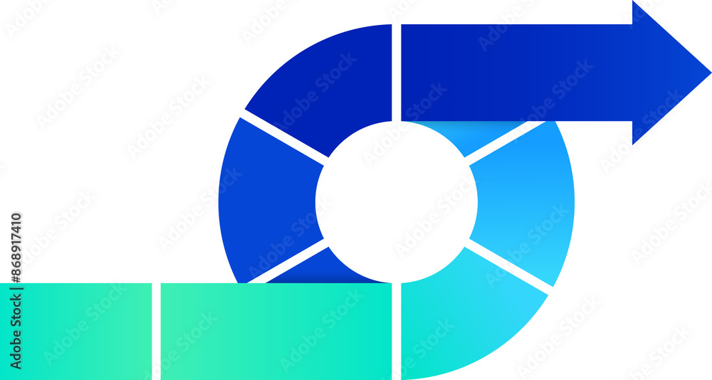 Agile process flow diagram infographic, 6 step options modern blue ...