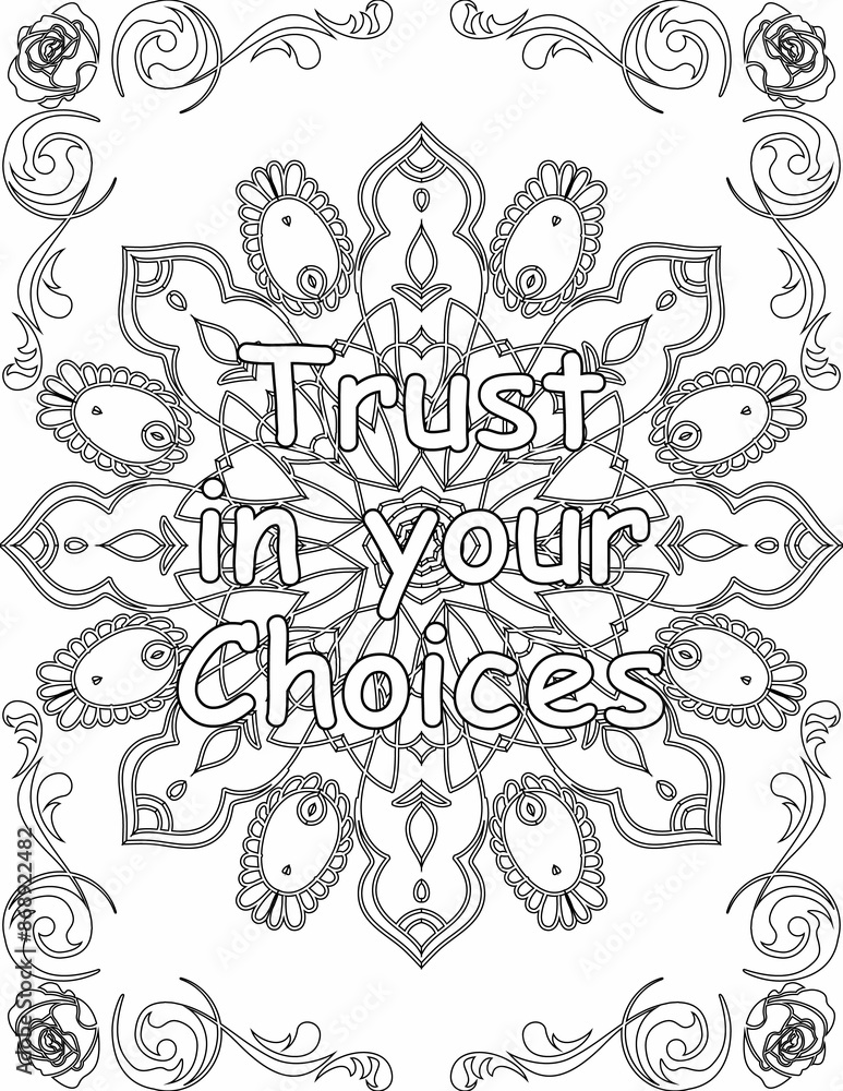 Printable mandala coloring page for kids and adults with motivational ...
