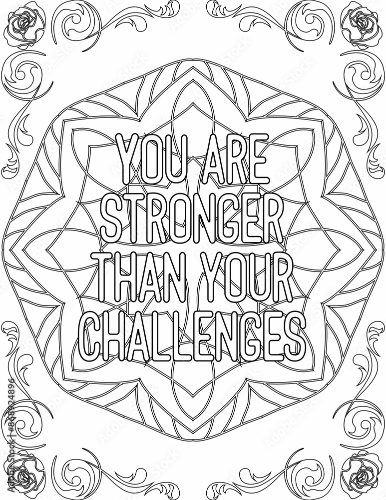 Printable mandala coloring page for kids and adults with motivational ...