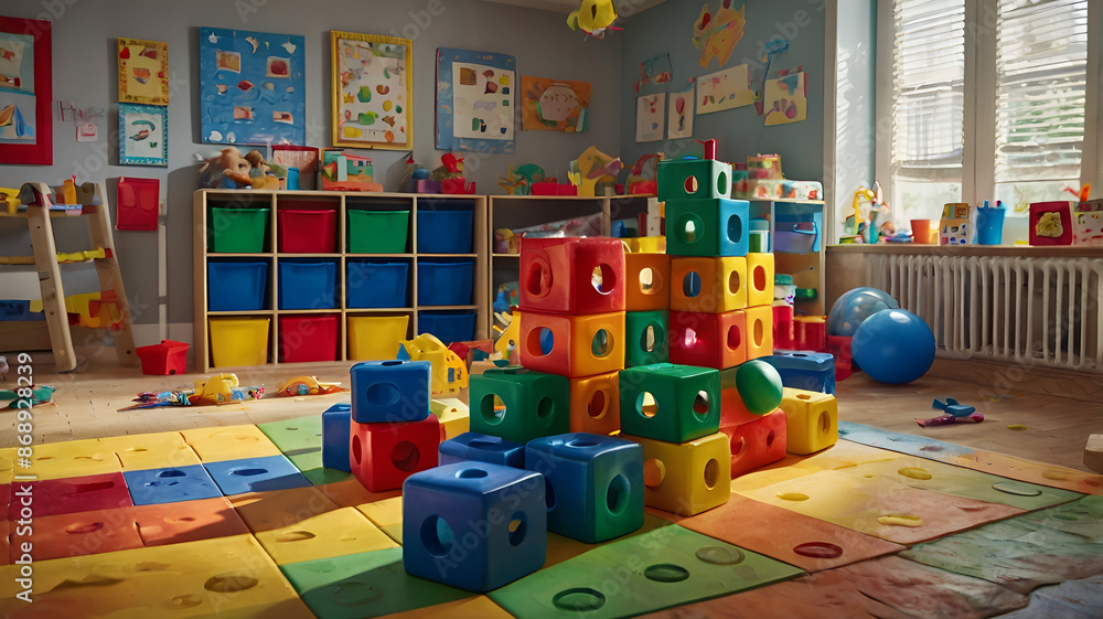 High-Resolution Illustrated Background of a Preschool or Kindergarten ...