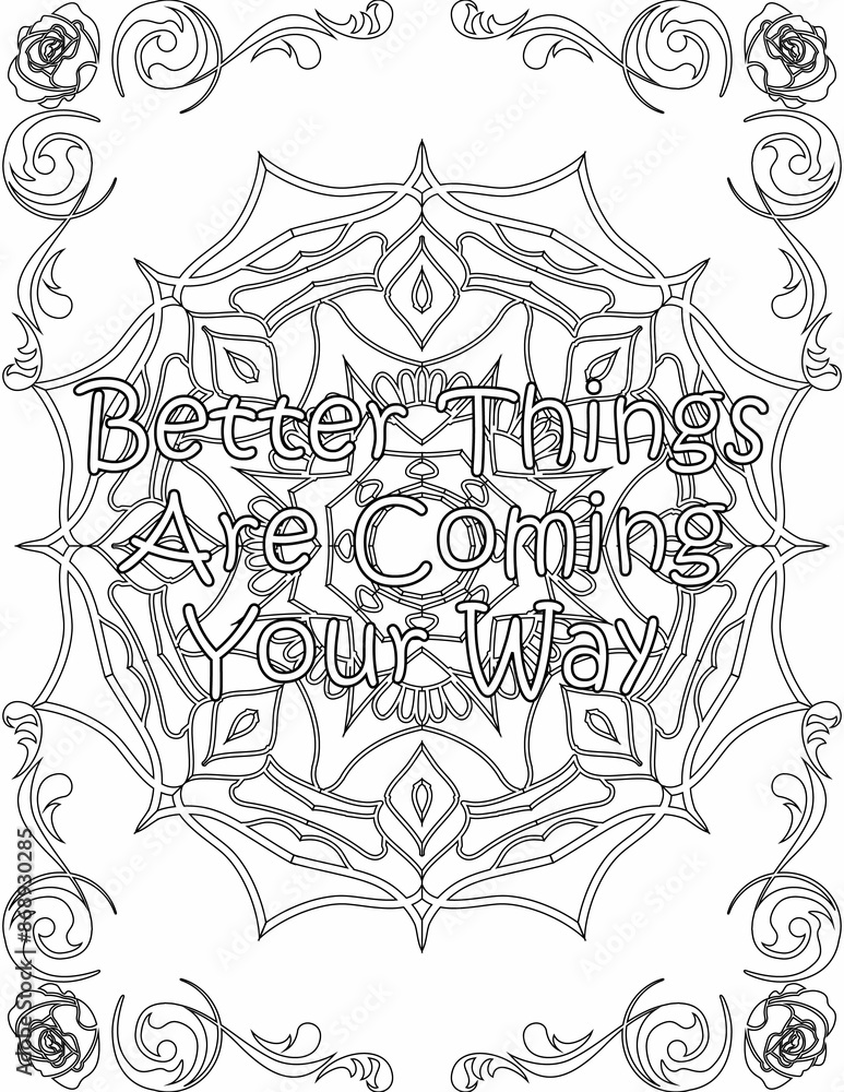 Printable mandala coloring page for kids and adults with motivational ...