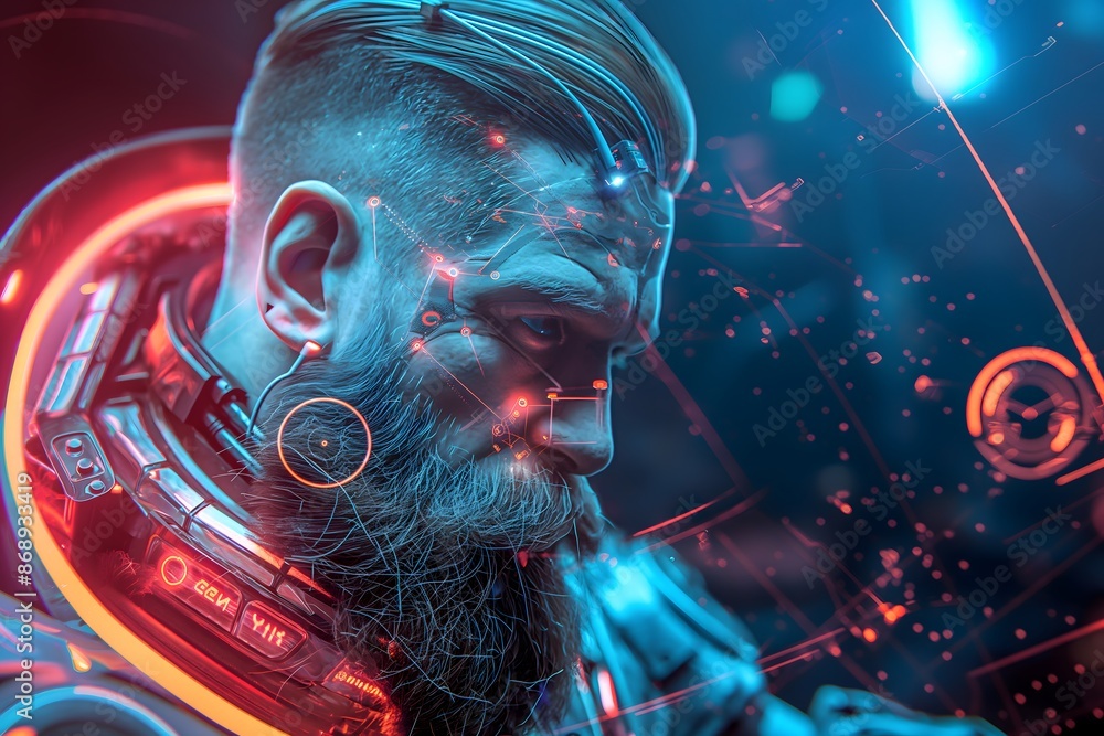 warrior, man, future warrior, close up, face close up, future ...