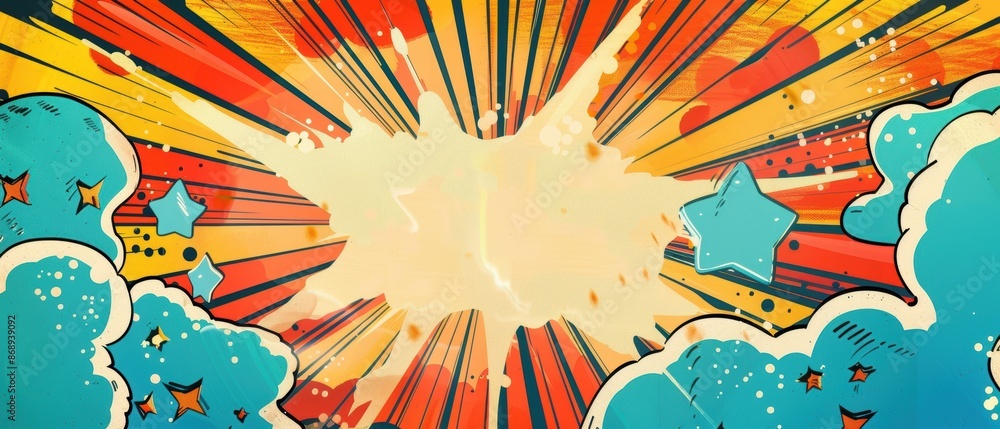 Retro comic explosion background on a superhero-themed birthday card ...