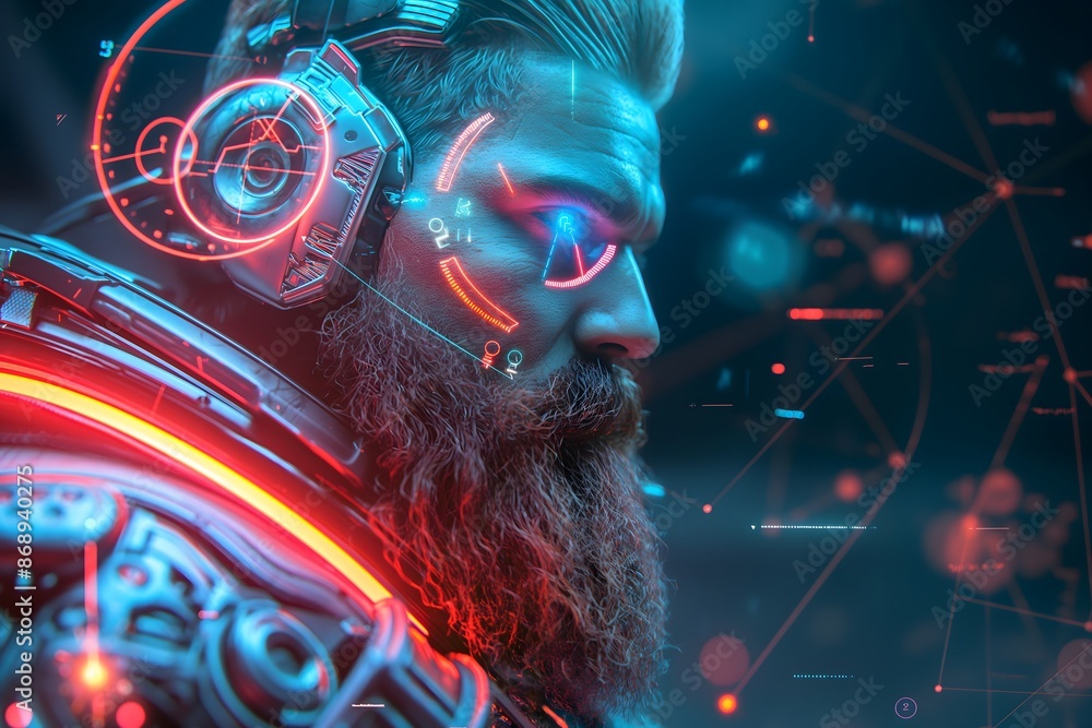 warrior, man, future warrior, close up, face close up, future ...