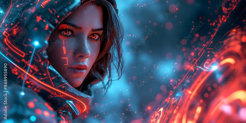 Female warrior, future female warrior, close-up, beauty, future beauty ...