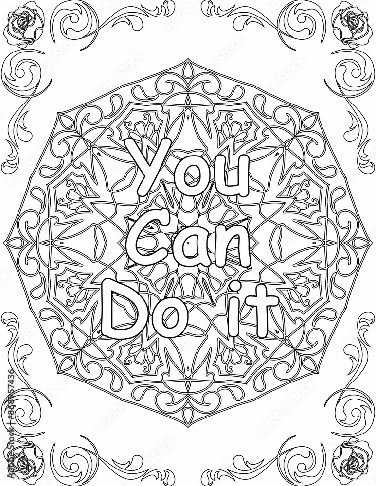 Printable mandala coloring page for kids and adults with inspirational ...