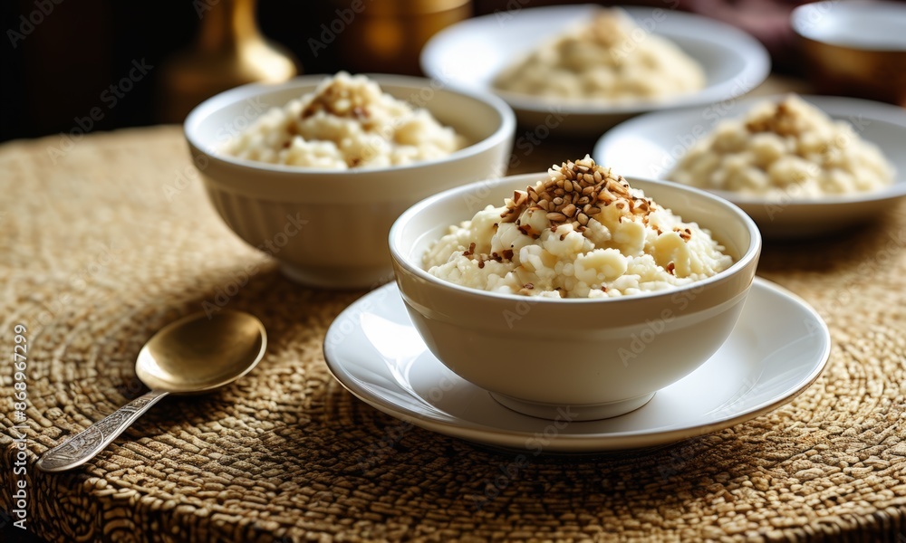 East desserts, porridge, rice, apricots, dried fruits. Umm Ali. Arabic ...