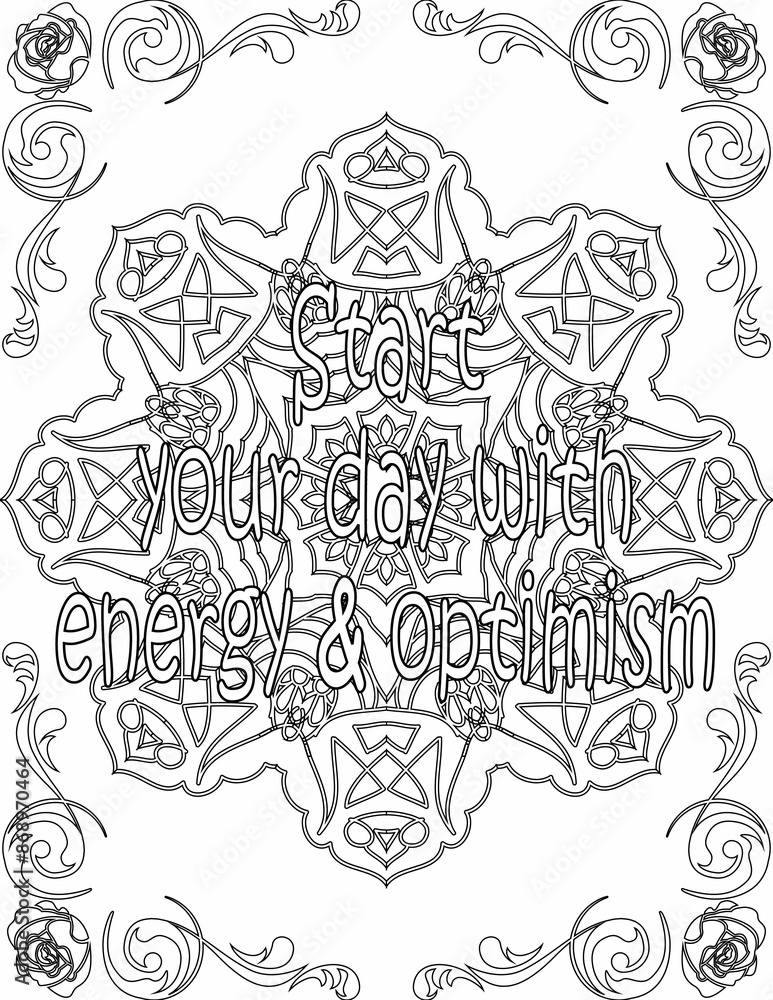 Printable mandala coloring page for kids and adults with inspirational ...