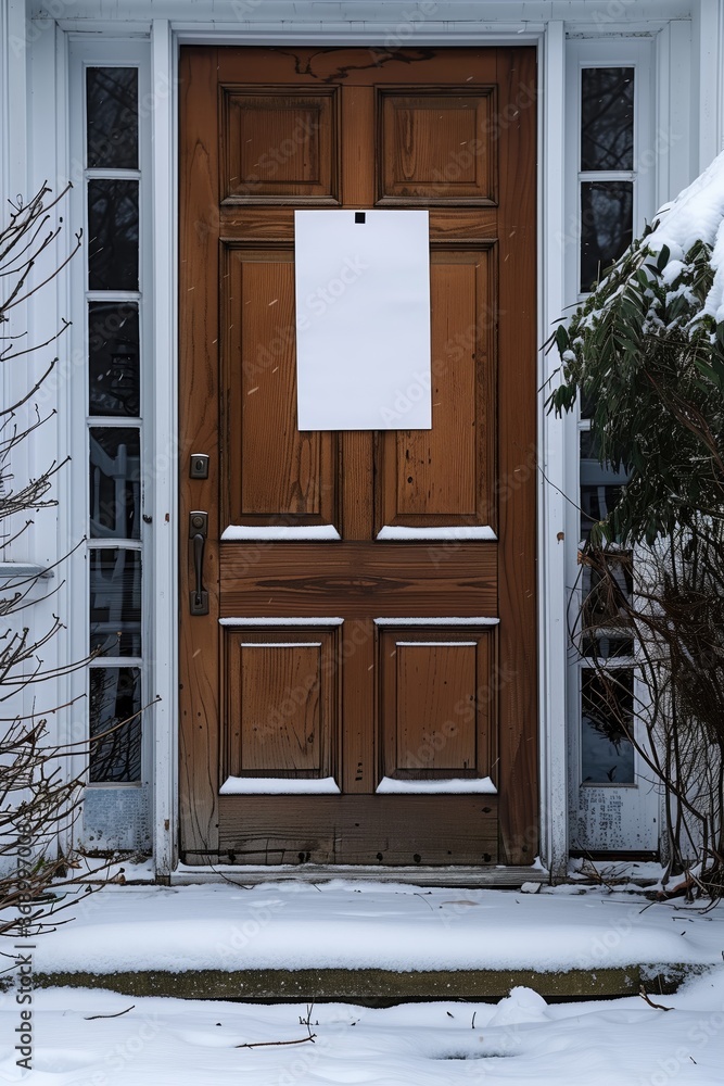 Rustic Wooden Door with Blank Note Reminder Notice Alert Paper ...