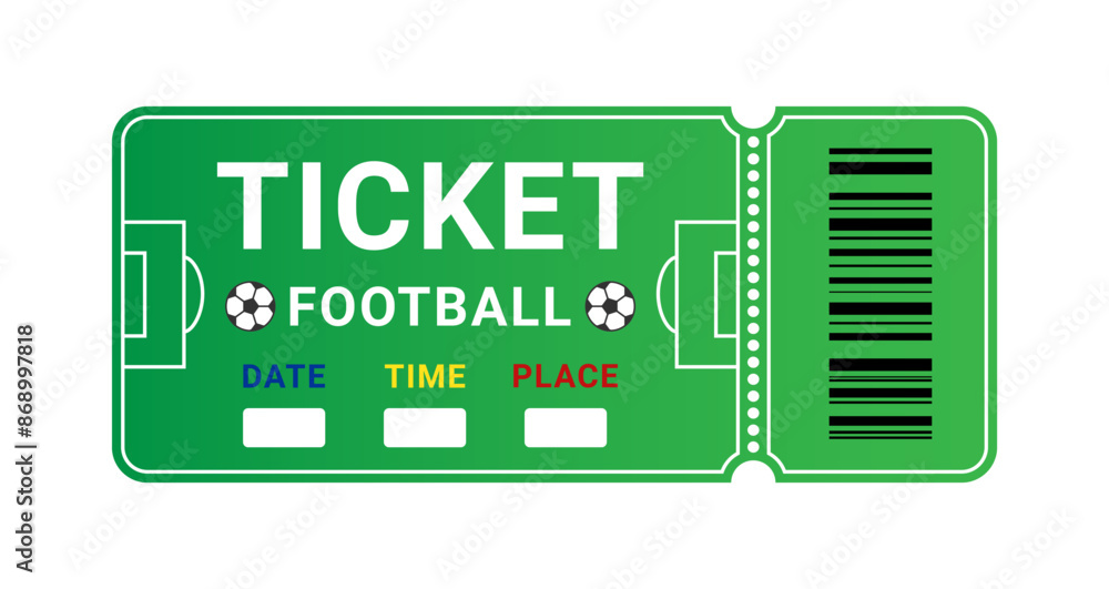 Ticket or pass to a football game with an abstraction green field and ...
