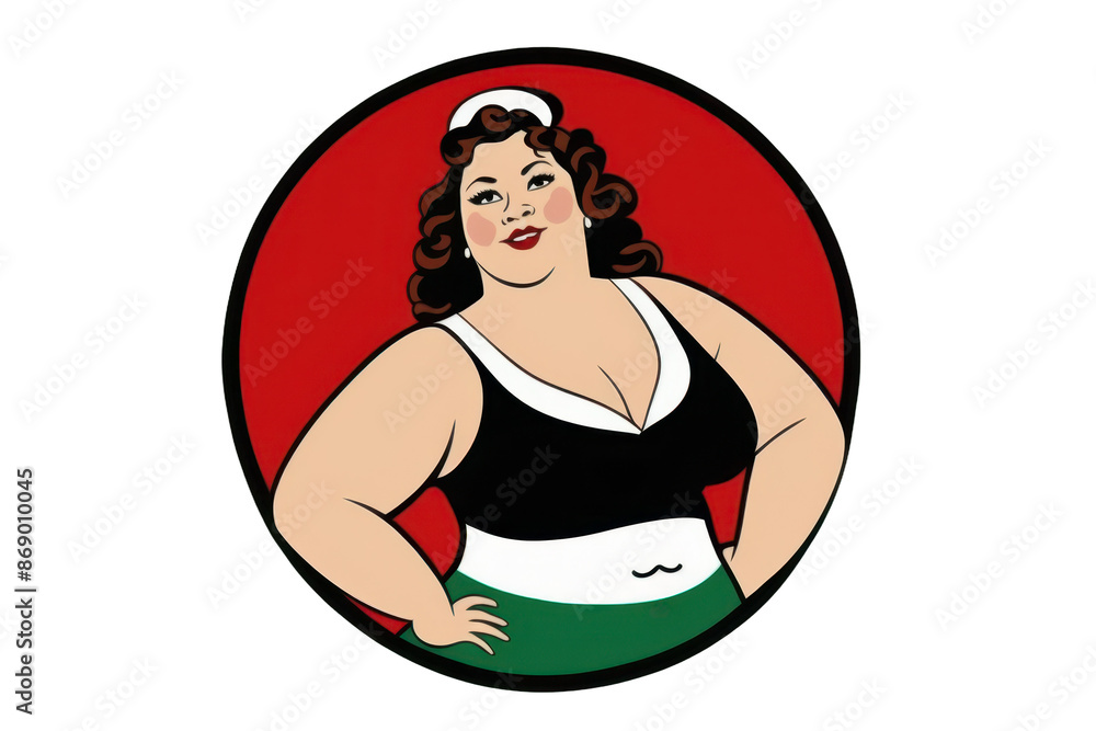 Vintage Pin-Up Girl Illustration, Retro Curvy Woman in Classic Style ...