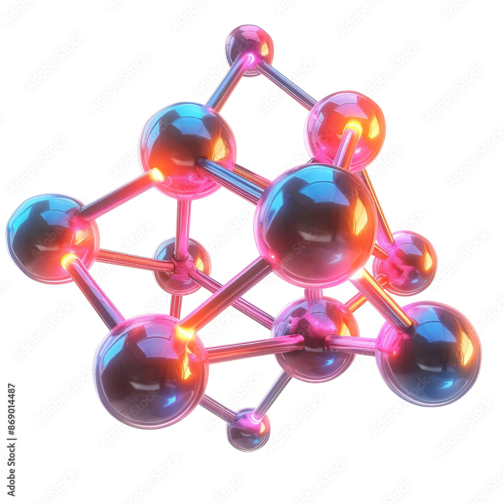 Colorful molecular structure with glowing nodes and connections on ...