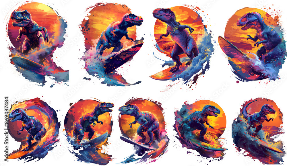 T-rex sports, T-rex graphic, T-rex surfing, dino sports, dino surfing ...