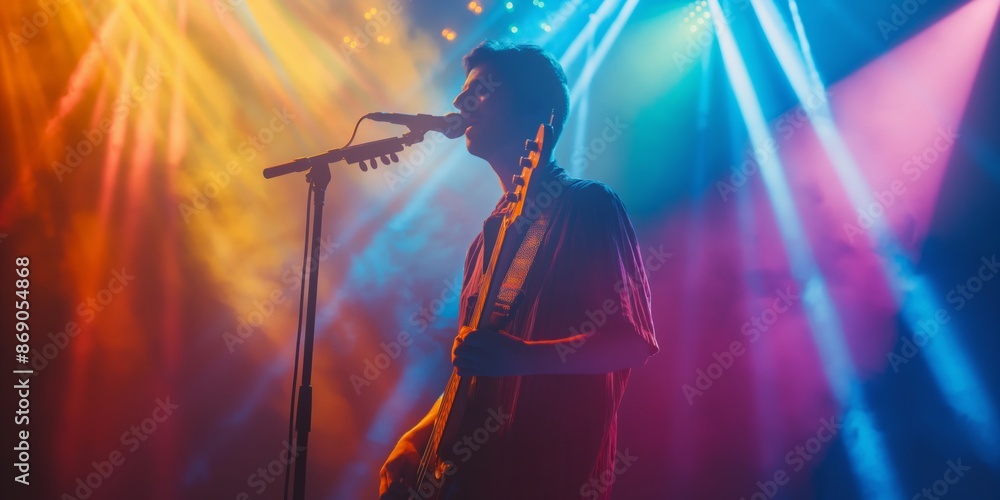 An individual delivers an exciting performance on an electric guitar ...