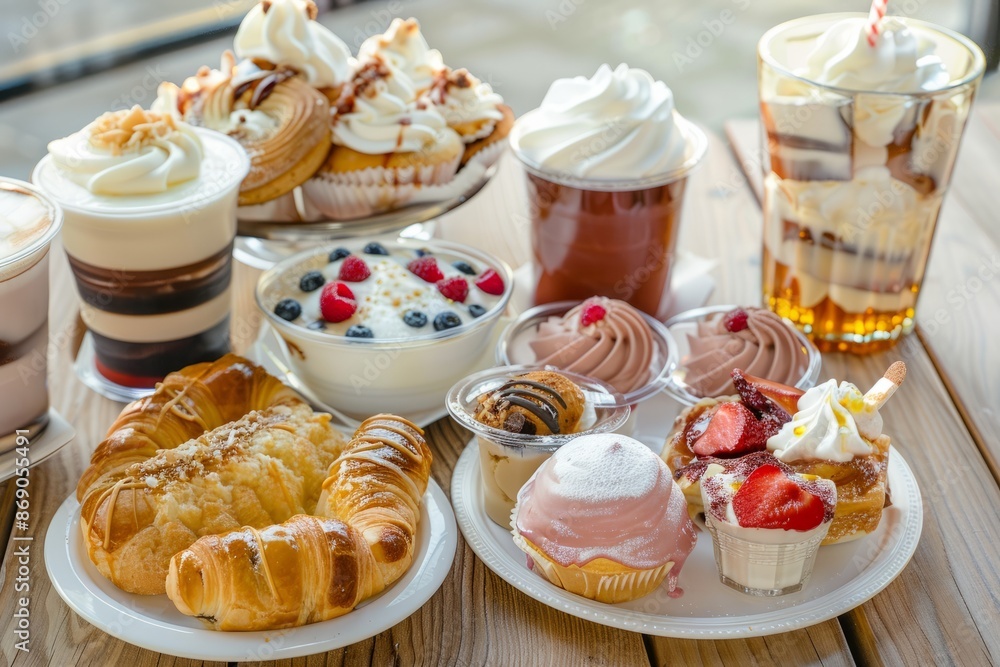 Professional Photography of a pastry shop menu. Showing the variety of ...