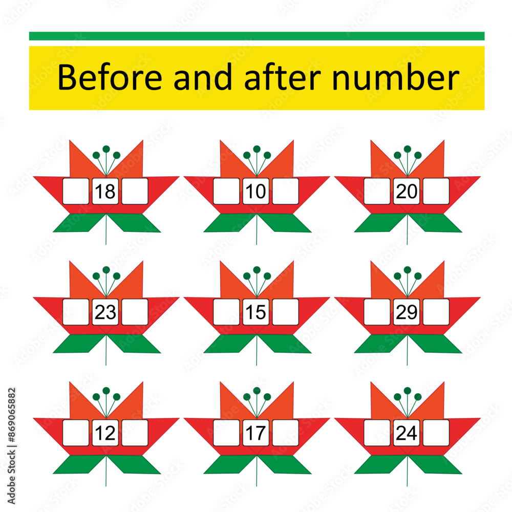 What comes Before and After. Math worksheets for kids. Number range up ...