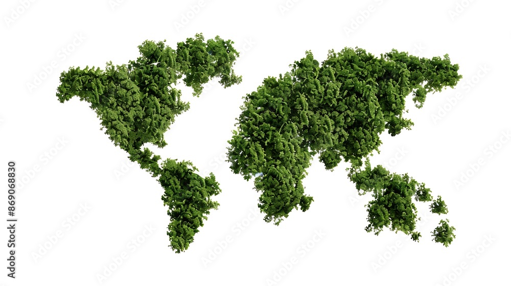 Tree shaped like the World map Green World Map tree shaped of world map ...