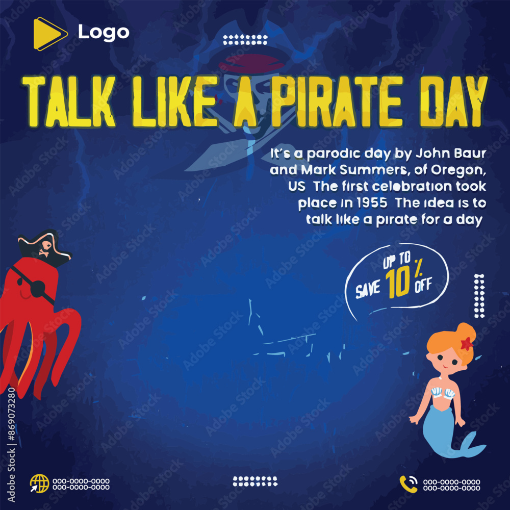 Vetor de Talk like a pirate for a day social media banner or instagram ...
