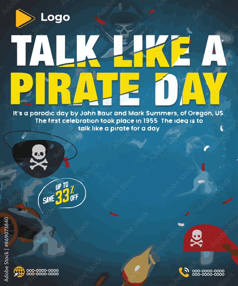 Talk like a pirate for a day social media banner or instagram post ...