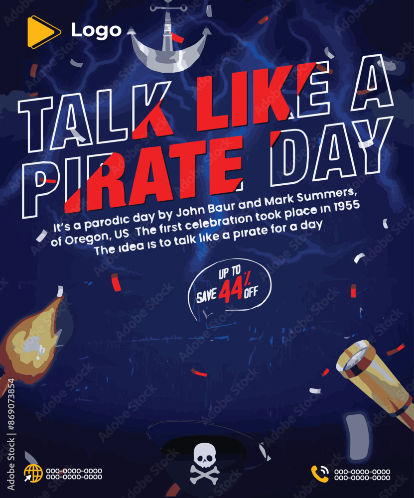 Vetor de Talk like a pirate for a day social media banner or instagram ...