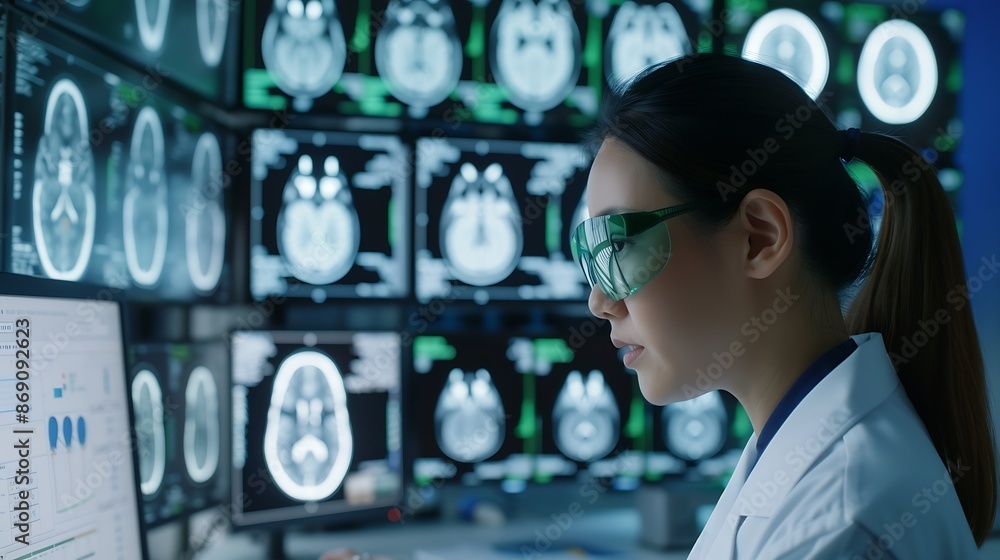 Hospital Research Laboratory Asian Female Medical Scientist Using ...