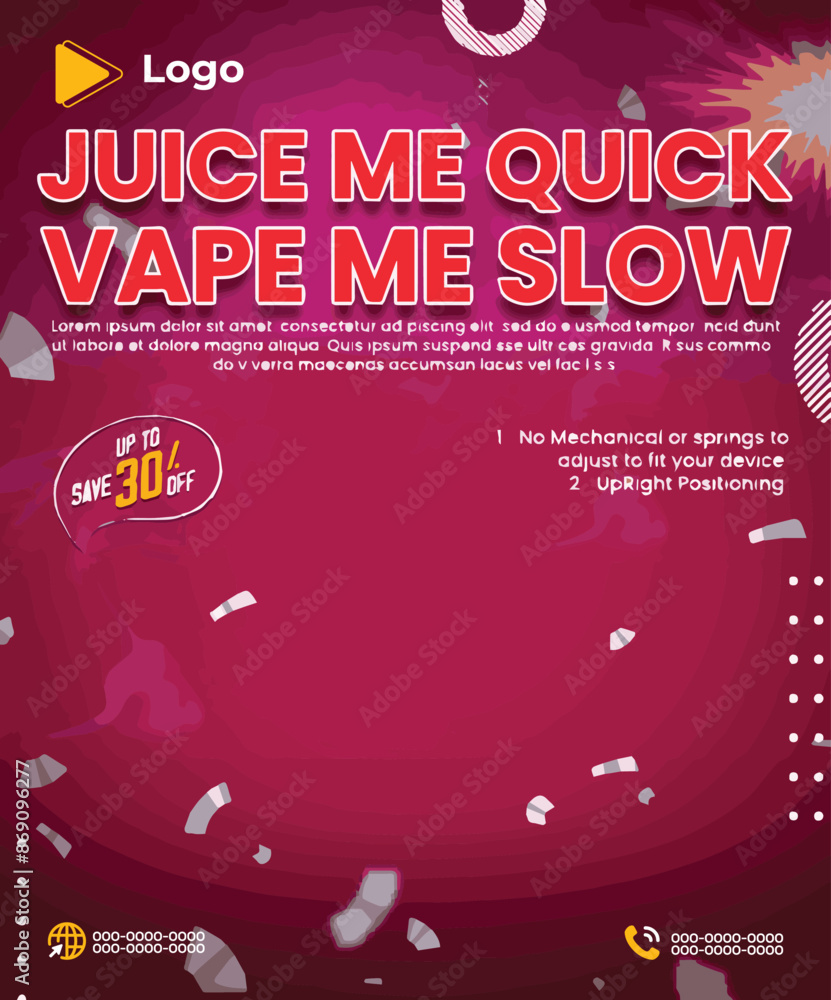 Realistic electronic vape poster electronic vape with social media post ...