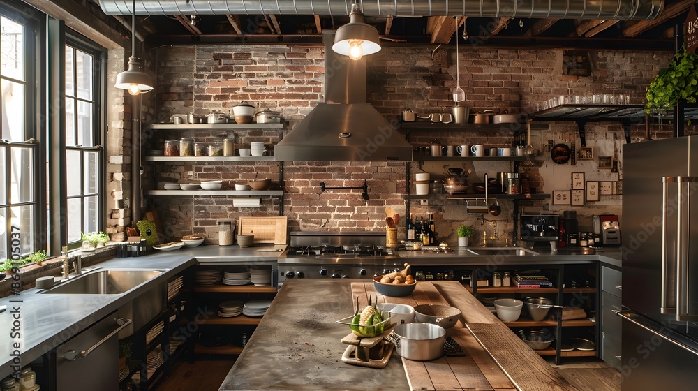 Industrial Kitchen: Utilitarian design with raw, unfinished materials ...