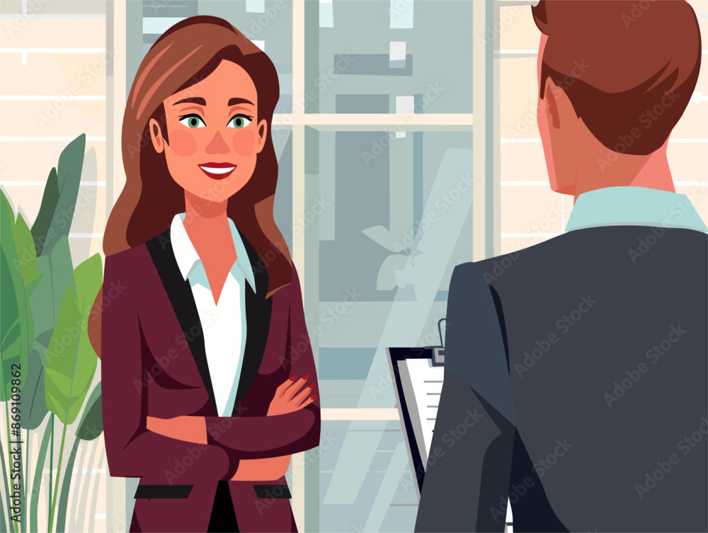 Flat Style Cartoon Illustration of a Professional Following Up After an ...