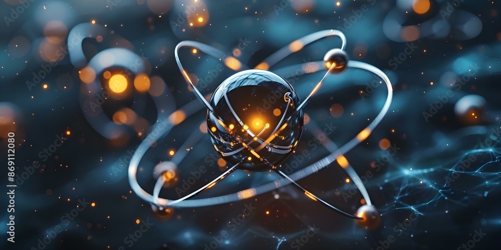 3D model displays atomic structure of cobalt element in detail. Concept ...