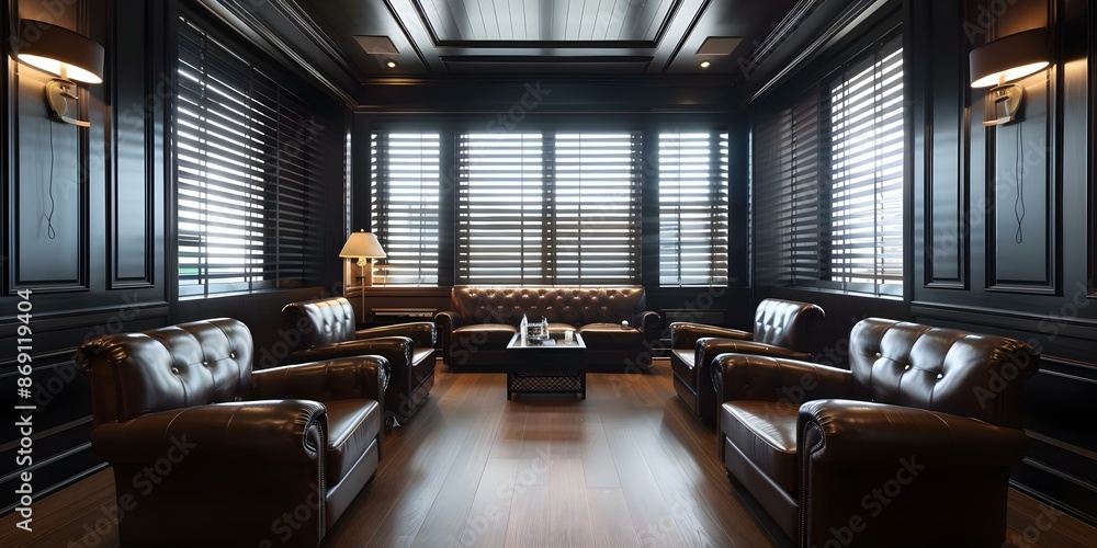 Visualize interior of a cigar lounge with a smoking room. Concept Cigar ...