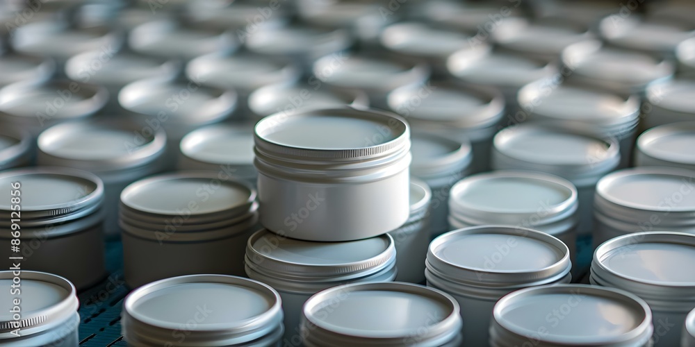 Collection of white metal containers and glass jars for organizing ...
