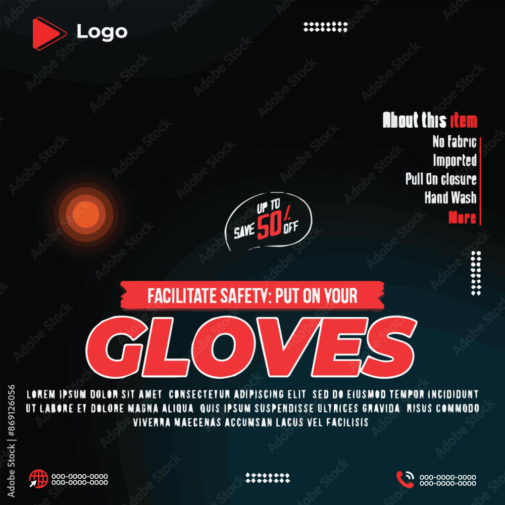 Sports gloves national festival and social media banner post design ...