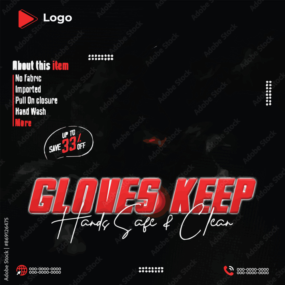 Sports gloves national festival and social media banner post design ...