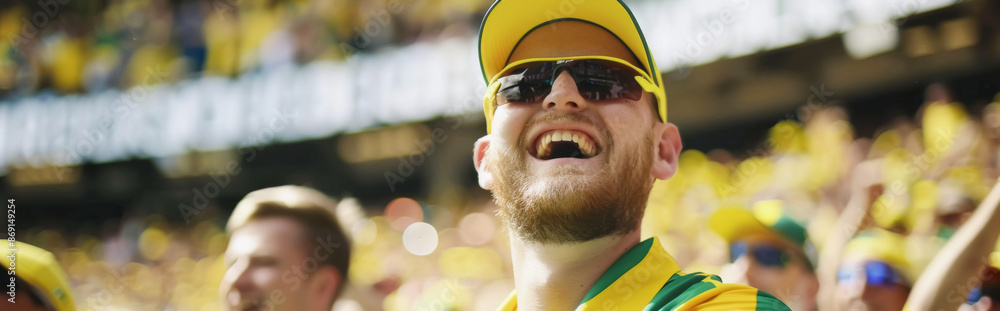 Australian Cricket Fans in Full Support. A diverse group of young ...