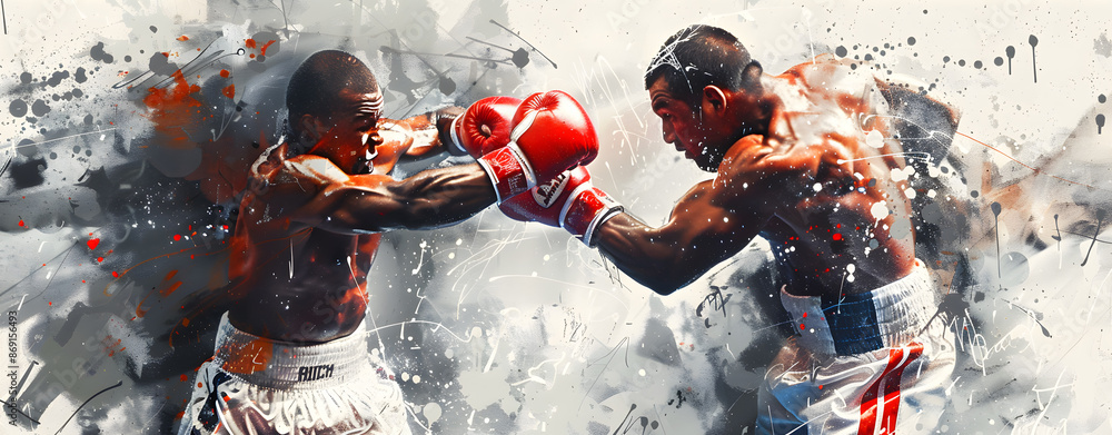 Two boxer fighting aggressively horizontal boxing banner boxing poster ...