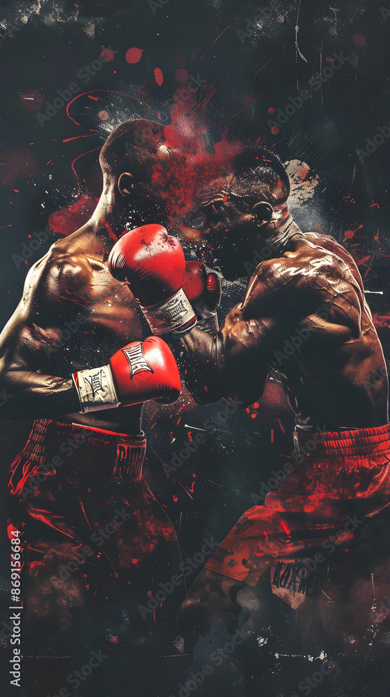 Two boxer fighting aggressively vertical boxing banner boxing poster ...