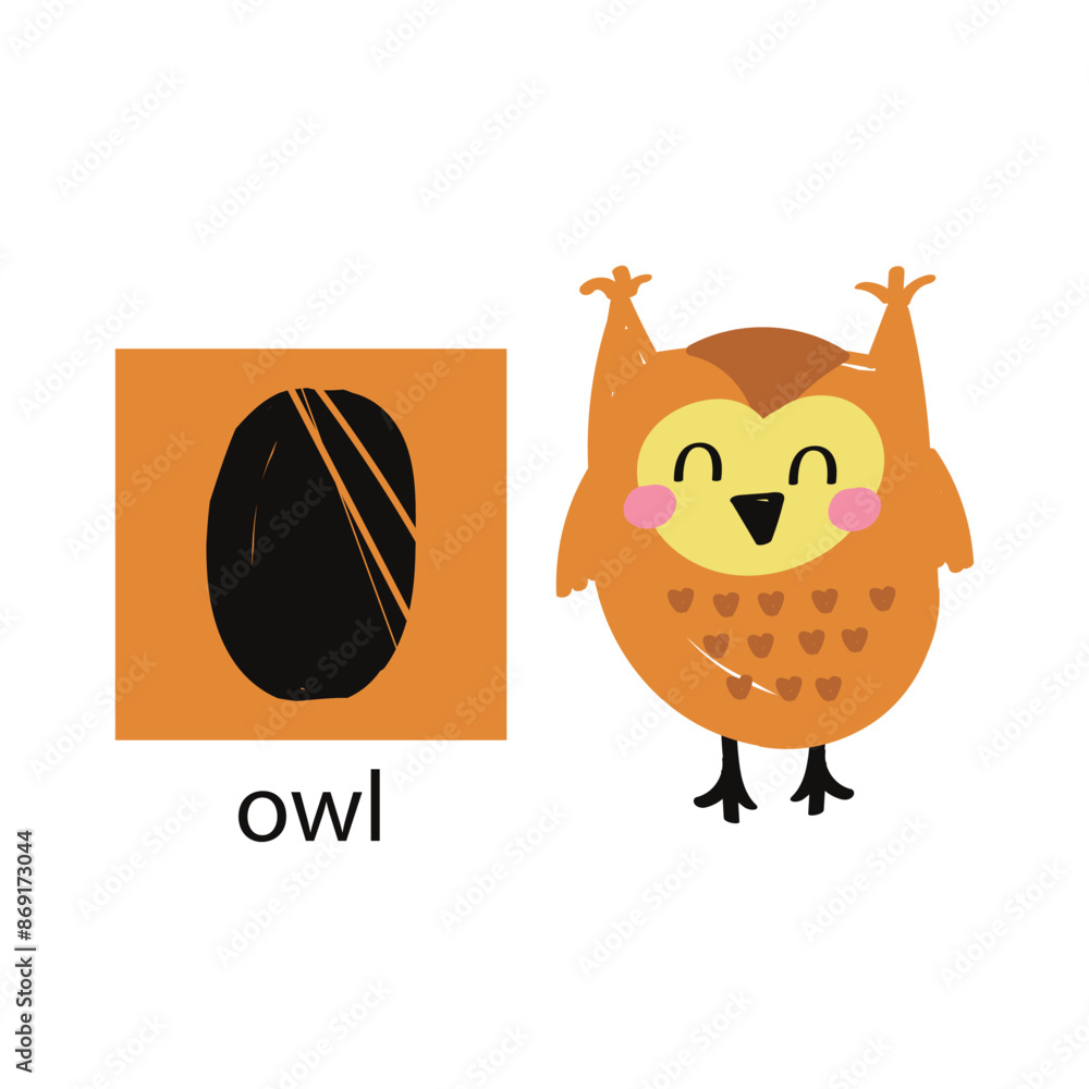 Animal alphabet letters. Cute baby animal letter O with owl. English ...