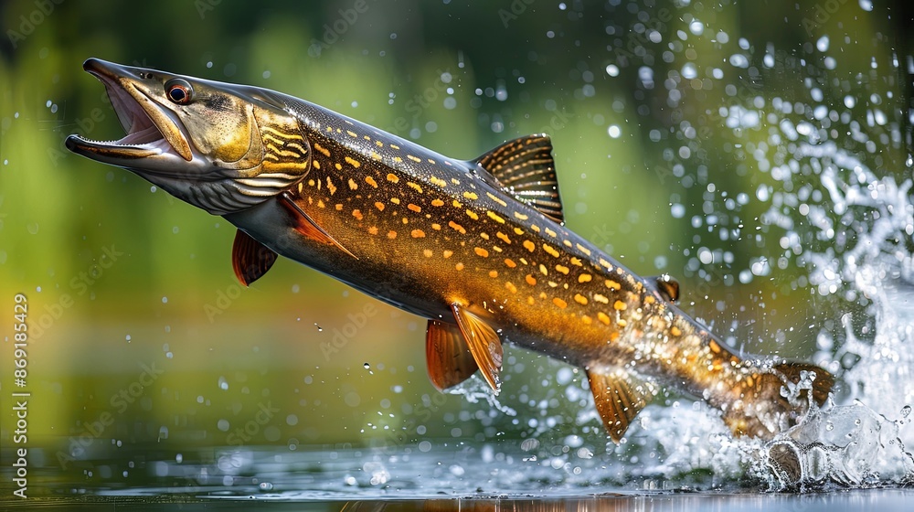 A dramatic fish leap captured in its natural habitat, with water ...