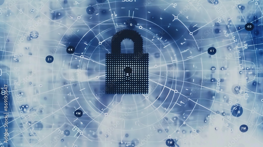 Simple padlock icon on pale blue background with subtle texture. Clean ...