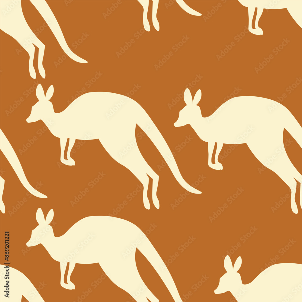 Seamless pattern with Kangaroo silhouette on color background. Vector ...